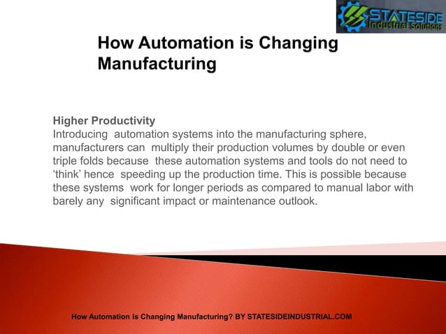 How automation is changing manufacturing | PPTX | Manufacturing Industry | Industries