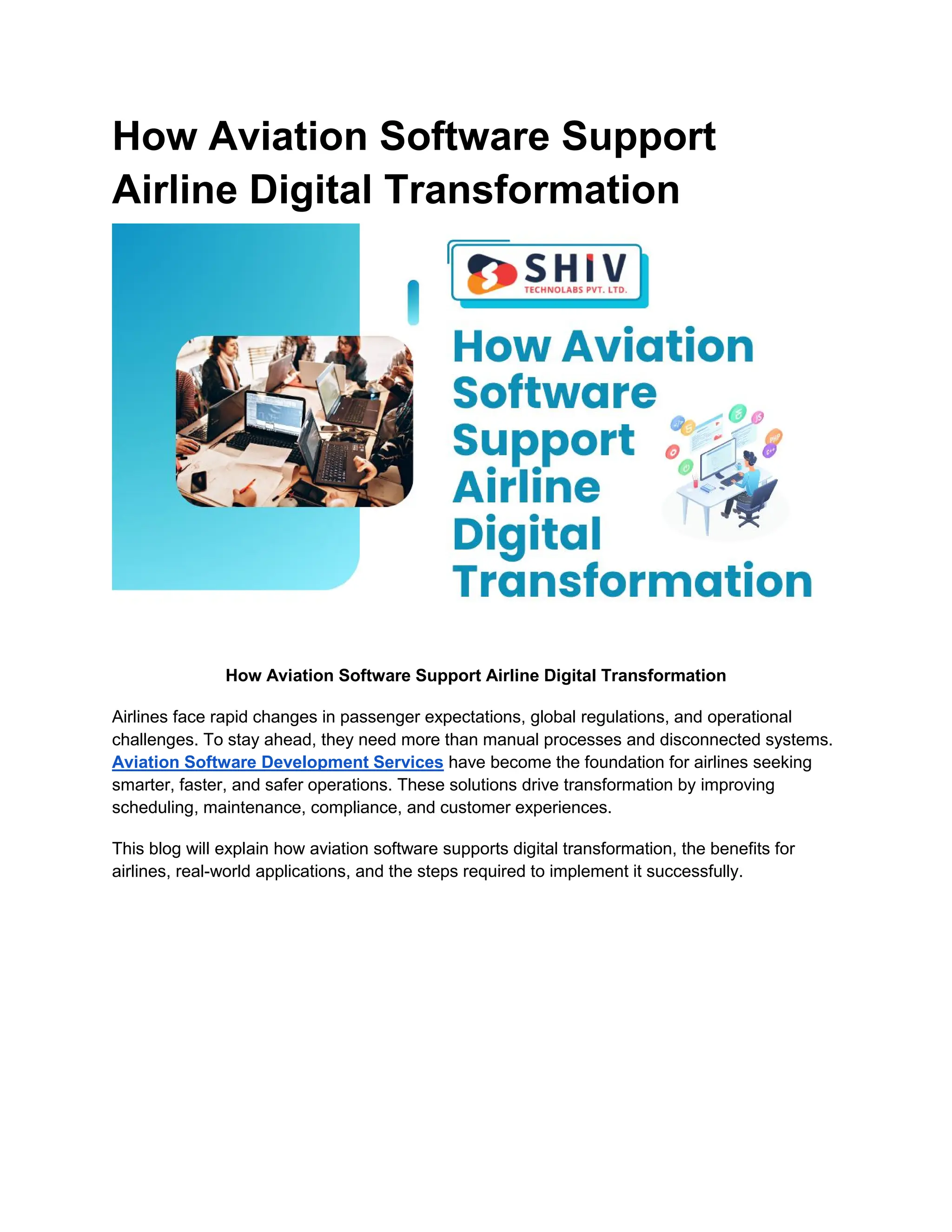 Aviation Software: Boosting Airline Digital Transformation | PDF