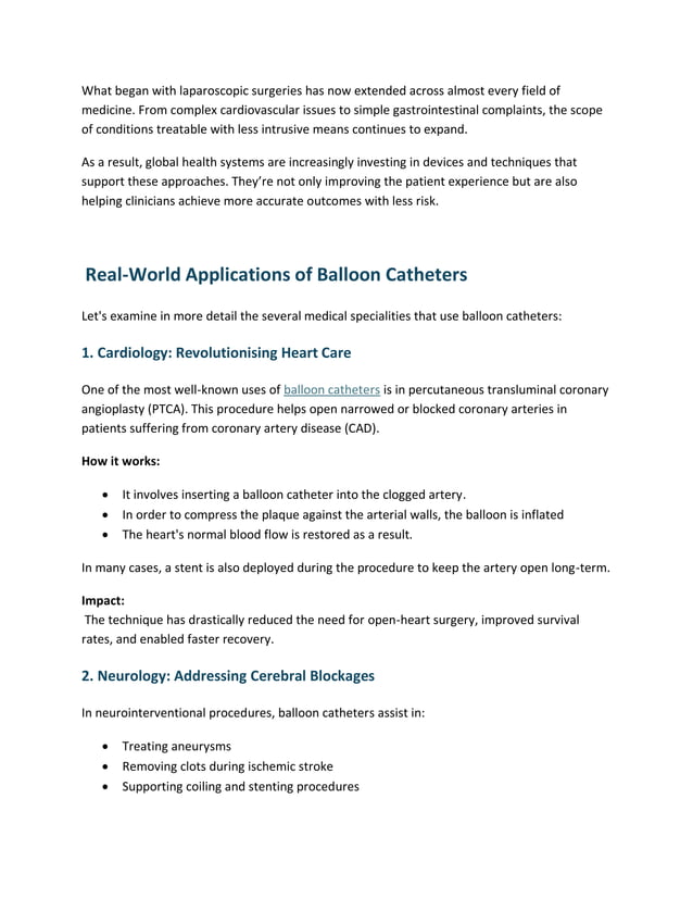 How Balloon Catheters Are Transforming Minimally Invasive Procedures. | PDF