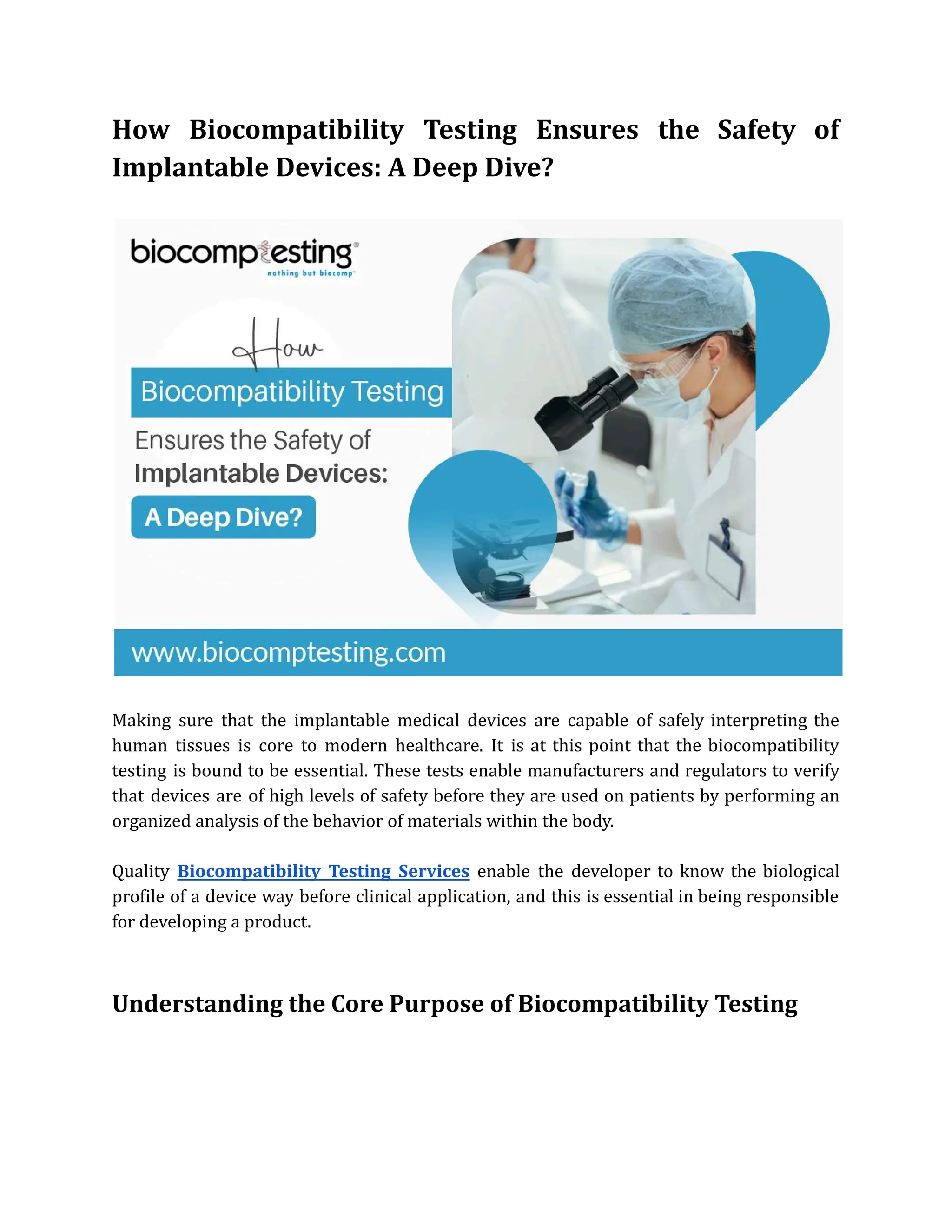 How Biocompatibility Testing Ensures the Safety of Implantable Devices ...