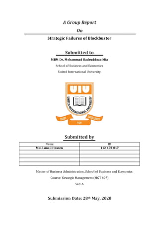 How blockbuster failed strategically | DOCX