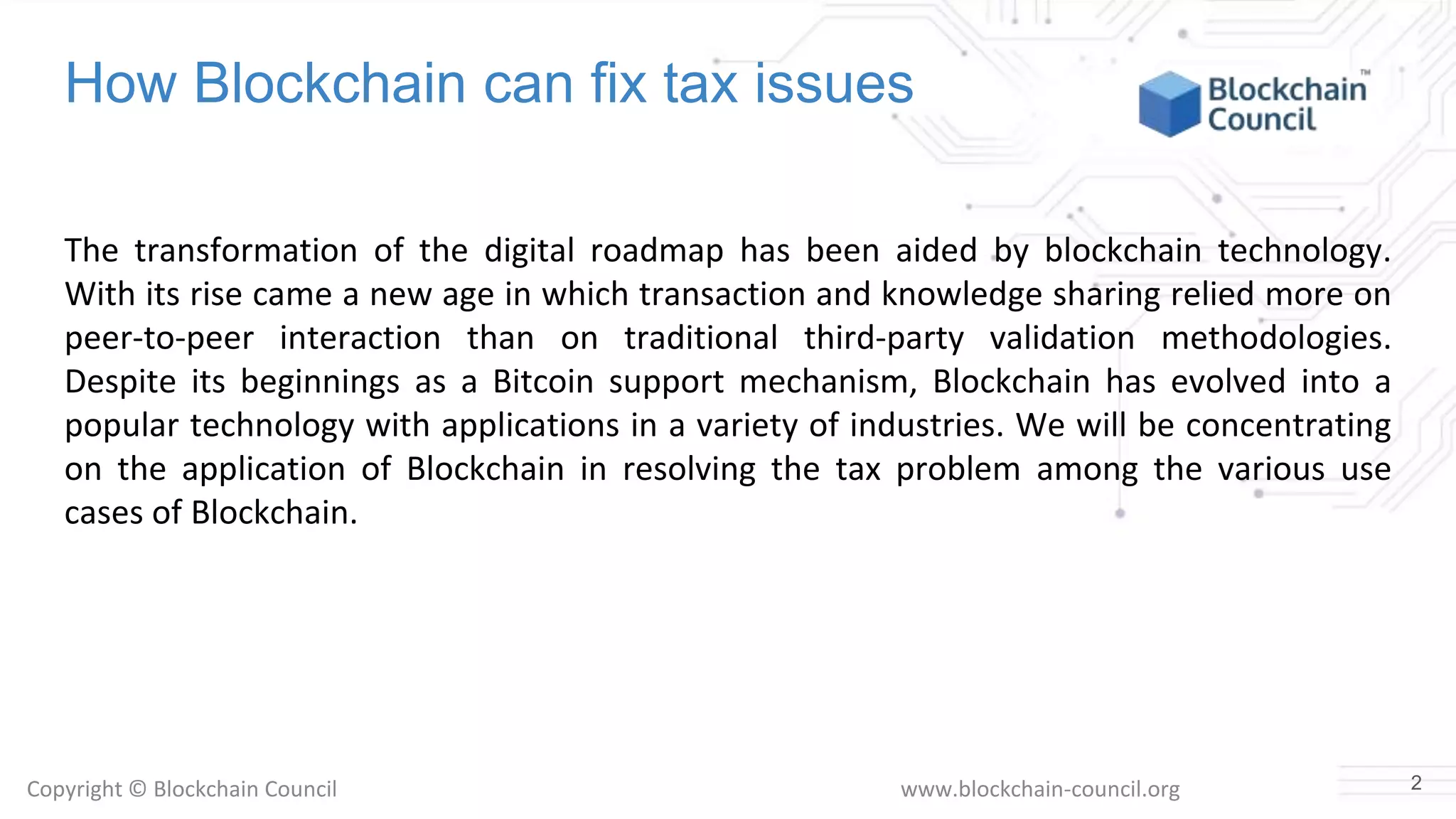 How blockchain can fix tax issues | PPT