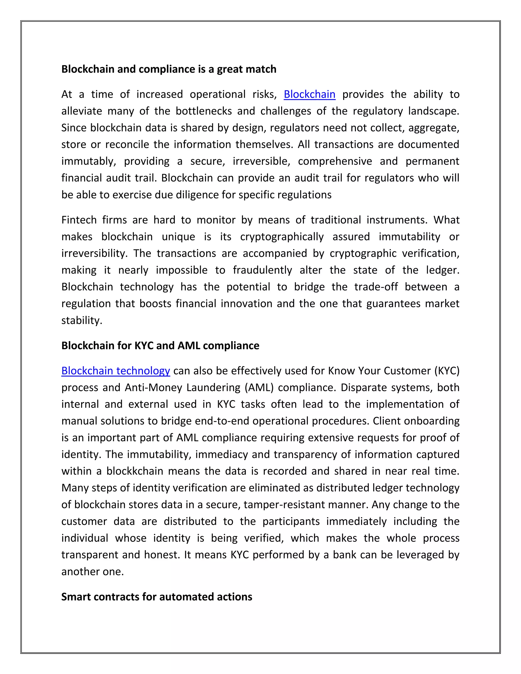 How blockchain is solving regulatory compliance pain points | PDF