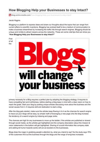 How blogging help your businesses to stay intact | PDF