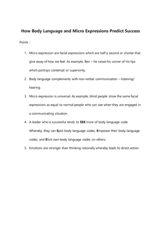 EPC BODY LANGUAGE & MICRO EXPRESSIONS | DOCX
