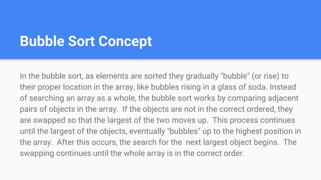 How bubble sort works | PPT
