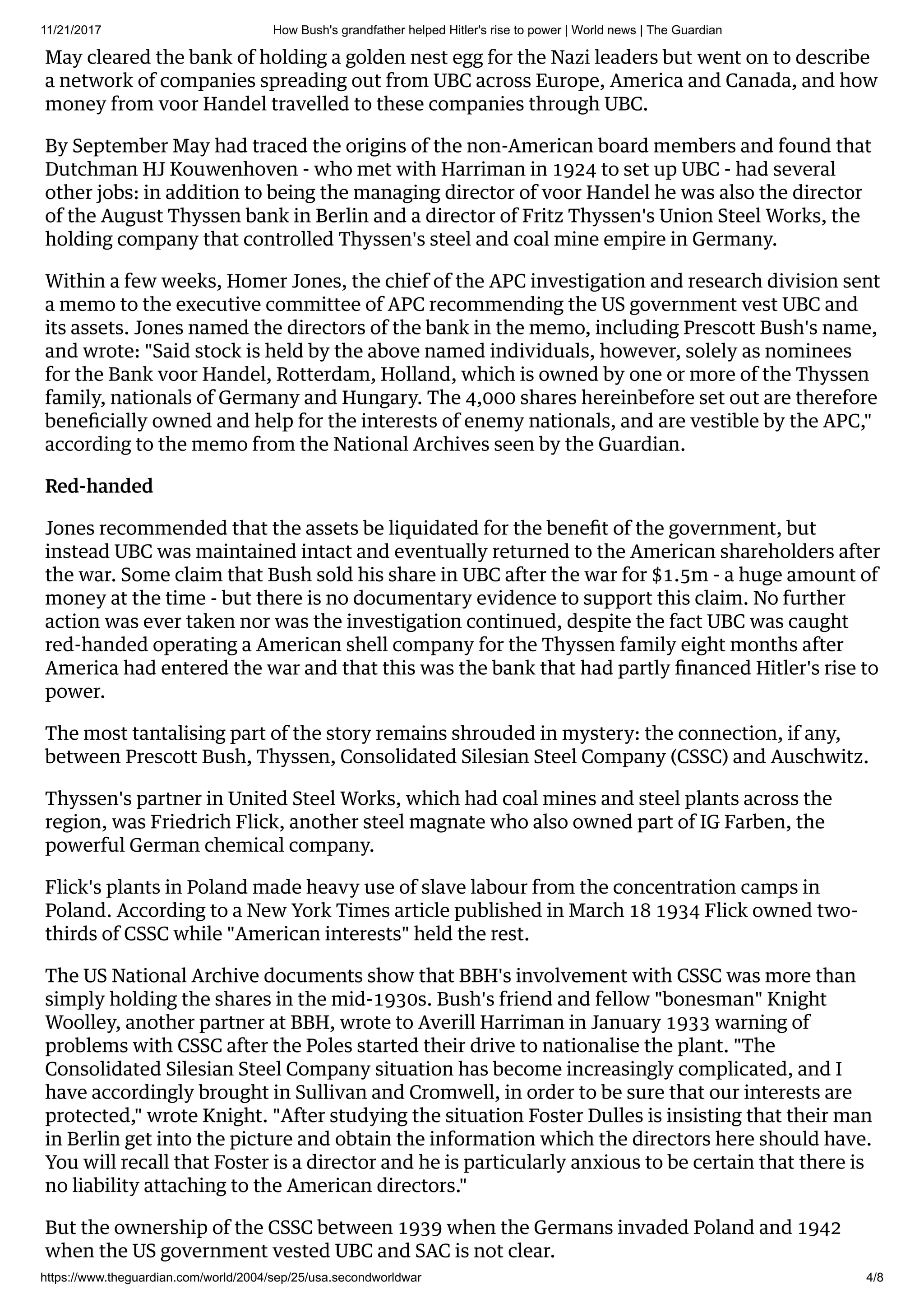 How bush's grandfather helped hitler's rise to power world news the ...