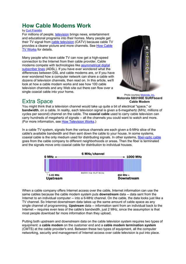 How cable modems work | PDF | Computer Networking | Computing