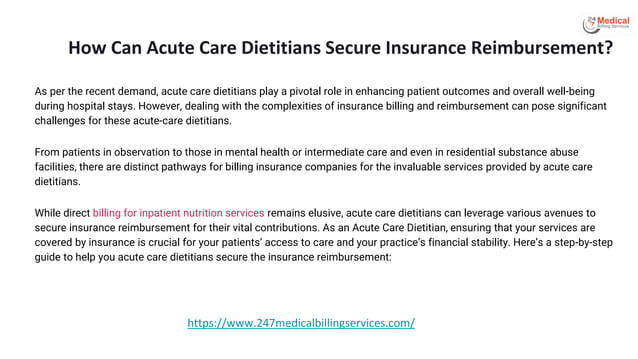 How Can Acute Care Dietitians Secure Insurance Reimbursementpdf
