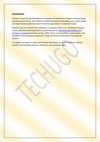 How Canadian eLearning App Companies Deliver Exceptional Results | PDF