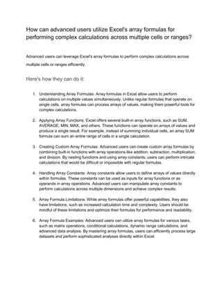 How can advanced Excel skills benefit professionals in finance and accounting roles.docx ...