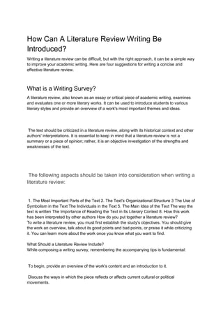 How Can A Literature Review Writing Be Introduced.pdf