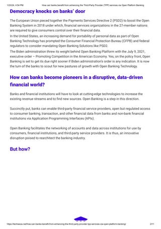 How can banks benefit from enhancing the Third-Party Provider (TPP ...