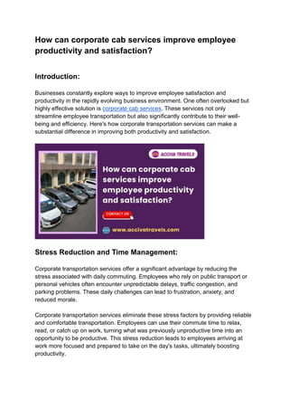 How can corporate cab services improve employee productivity and ...