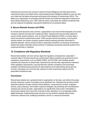 How Can Cybersecurity Services Help Protect My Organization from Ransomware Attacks | PDF