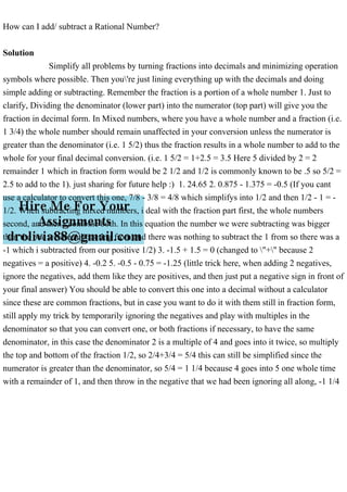 How can I add subtract a Rational NumberSolution .pdf
