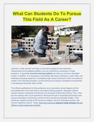 Cement mason training: Path to becoming a cement mason? | PDF