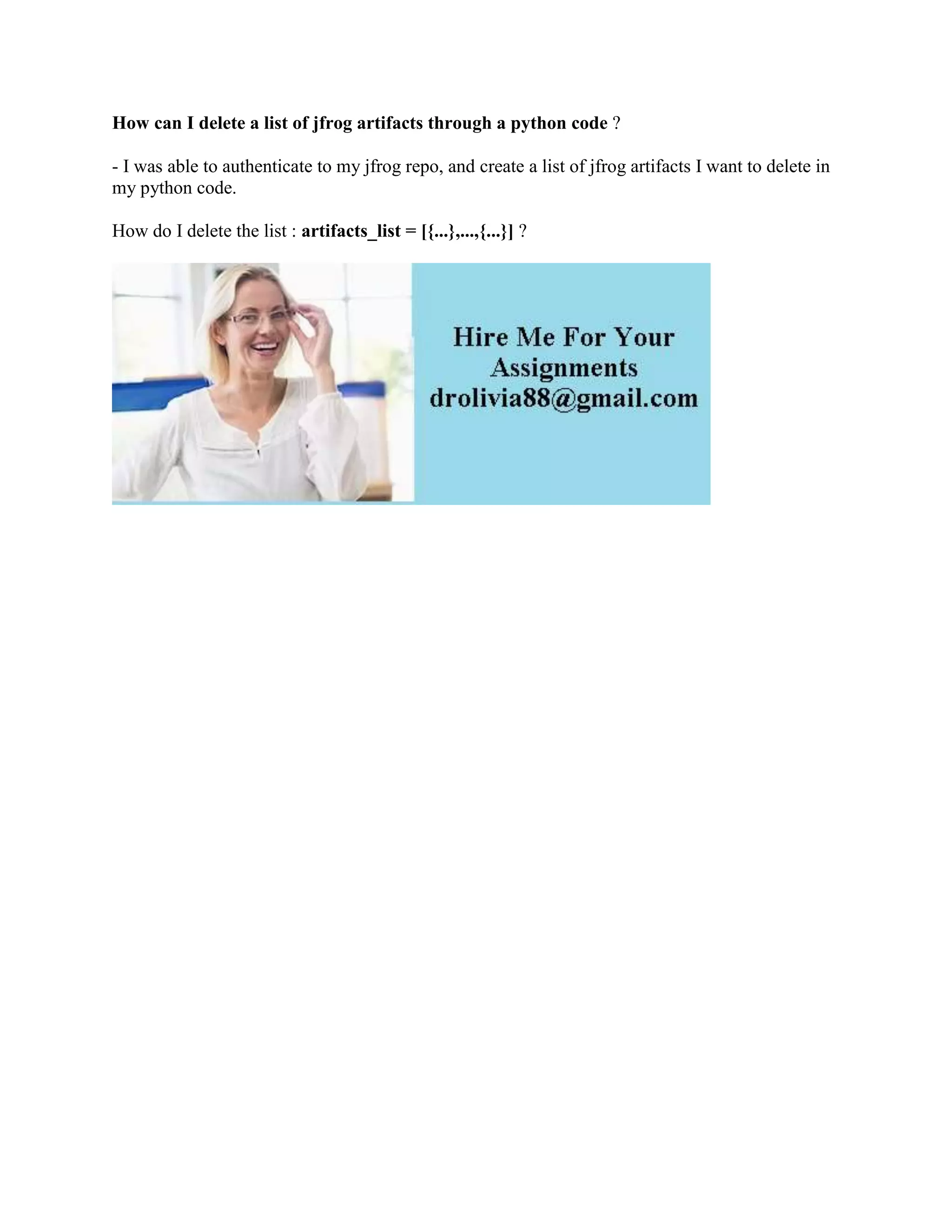 How can I delete a list of jfrog artifacts through a python code- - I.docx