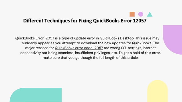 How Can I Rectify Quickbooks Error Code 12057pptx