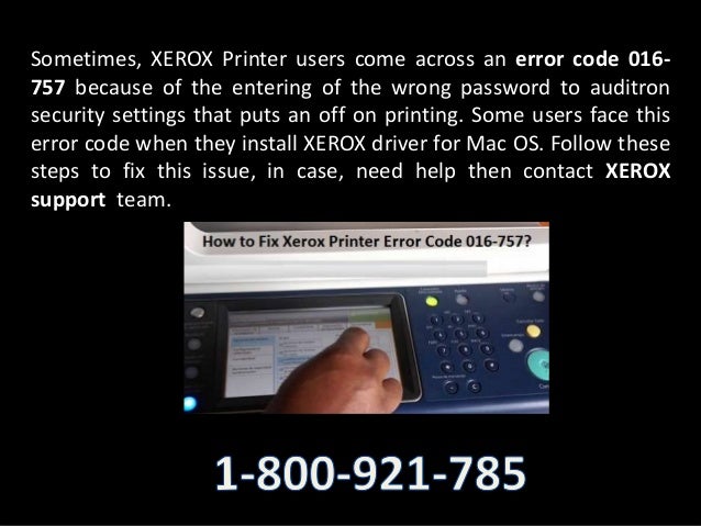 How can i resolve xerox printer error code 016 757