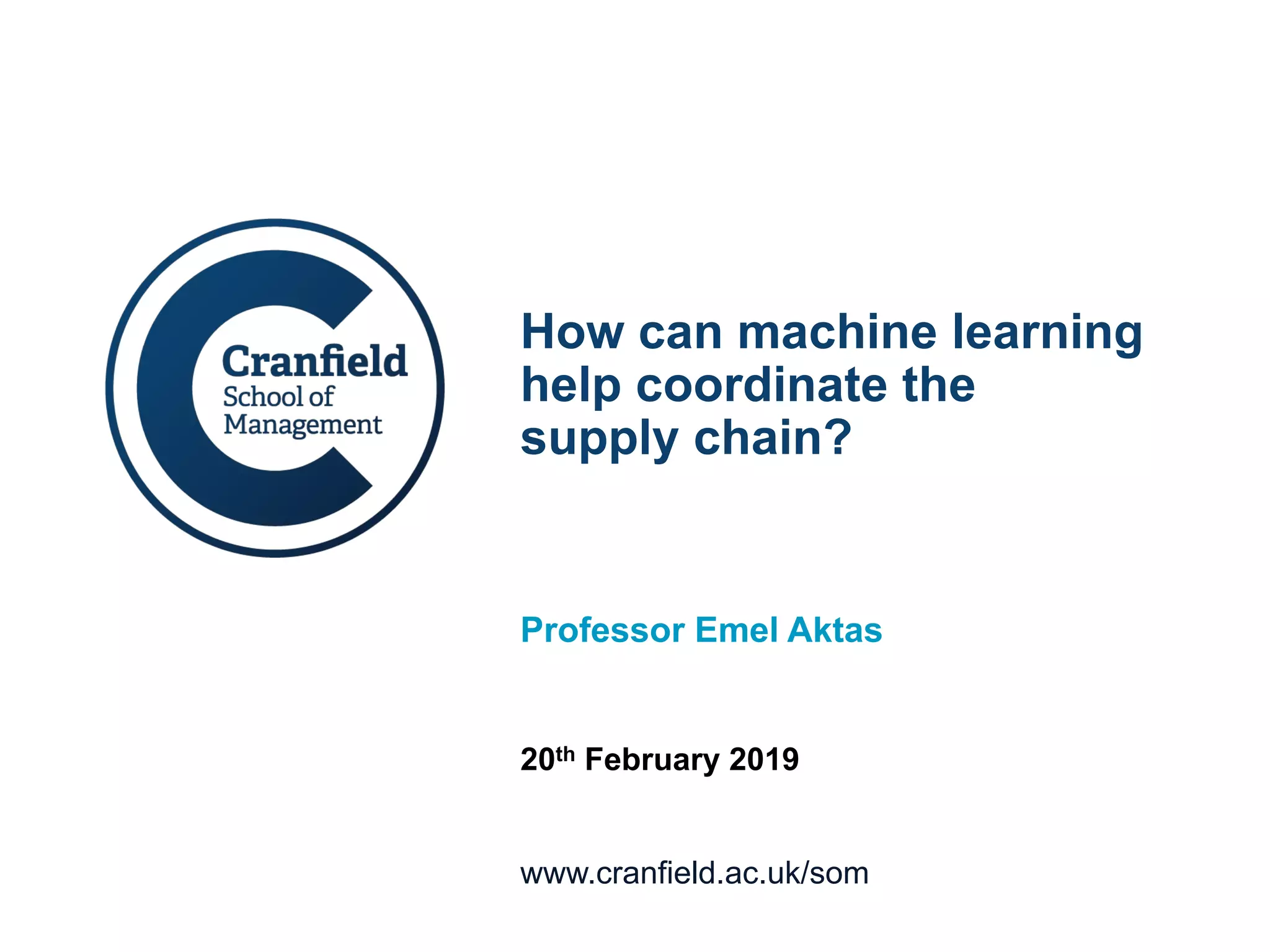 How can machine learning help coordinate the supply chain? | PPT