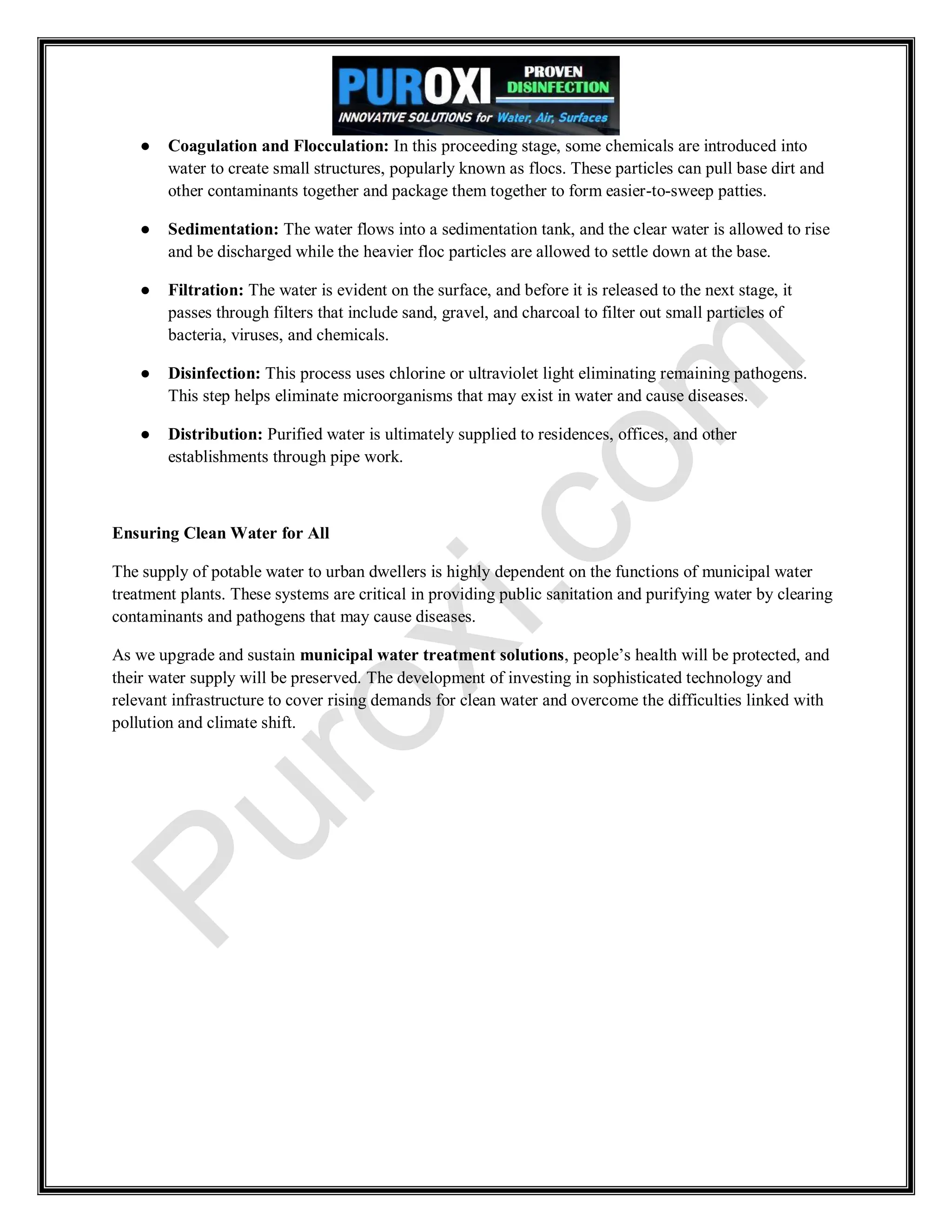 How can municipal water treatment systems purify drinking water? | PDF
