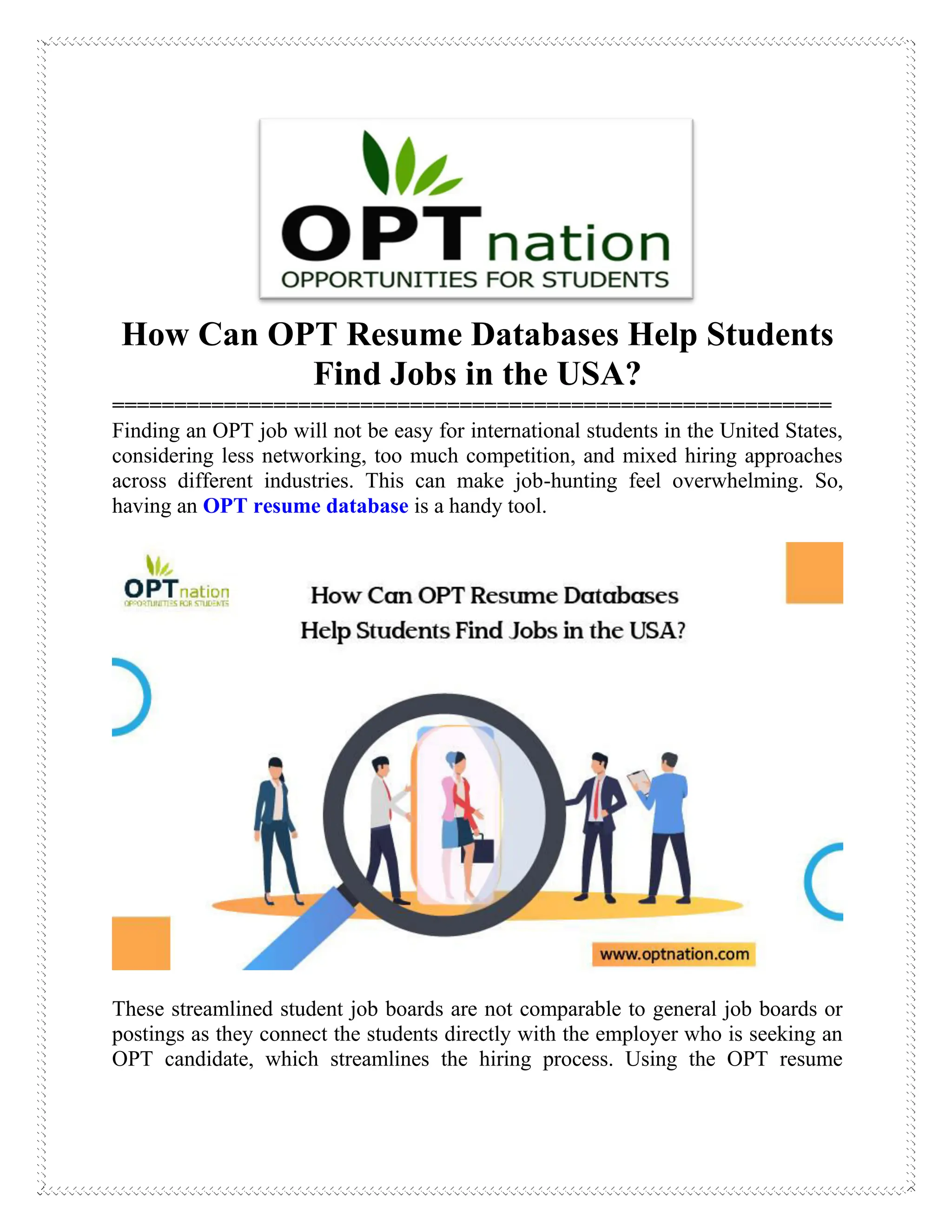 How Can OPT Resume Databases Help Students.pdf | Free Download