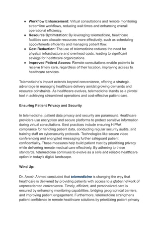 Optimizing Patient Care with Telemedicine Insights for Physicians | PDF