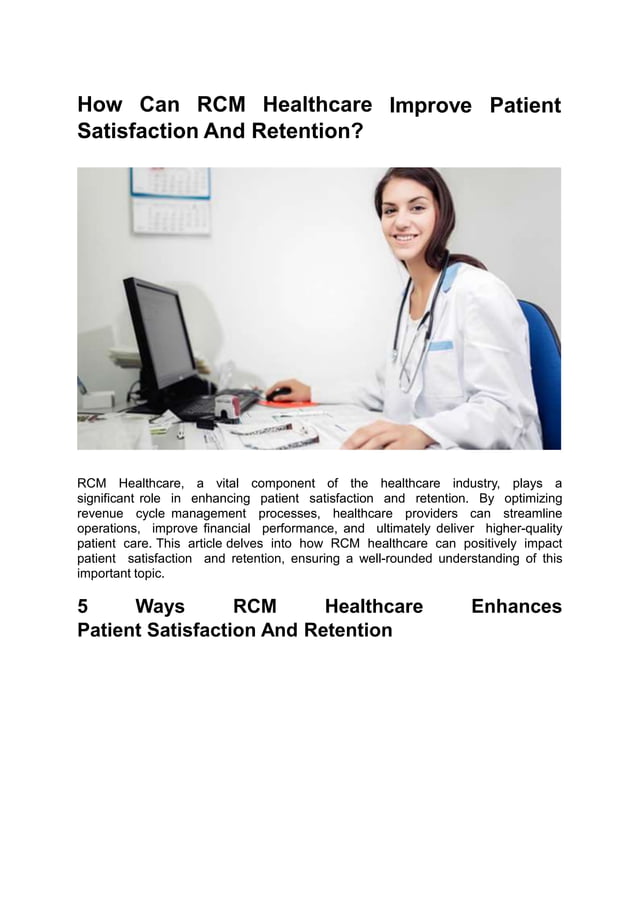 How Can RCM Healthcare Improve Patient Satisfaction And Retention.ppt