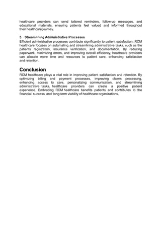 How Can RCM Healthcare Improve Patient Satisfaction And Retention.ppt