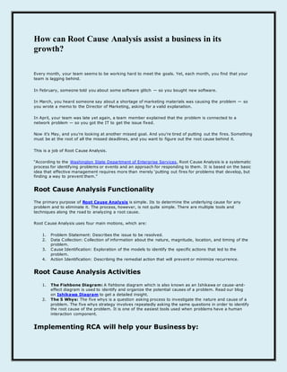 How can root cause analysis assist a business in its growth? | PDF
