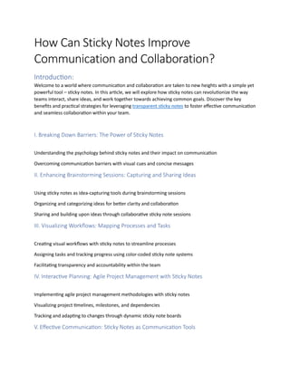 How Can Sticky Notes Improve Communication and Collaboration | DOCX