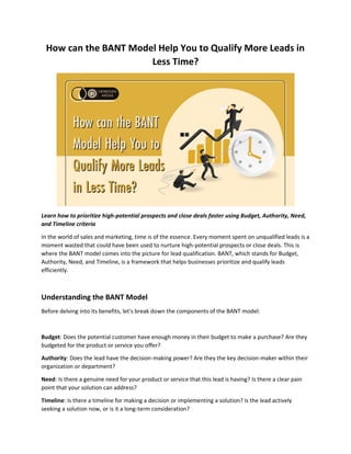 How can the BANT model help you to qualify more leads in less time.pdf