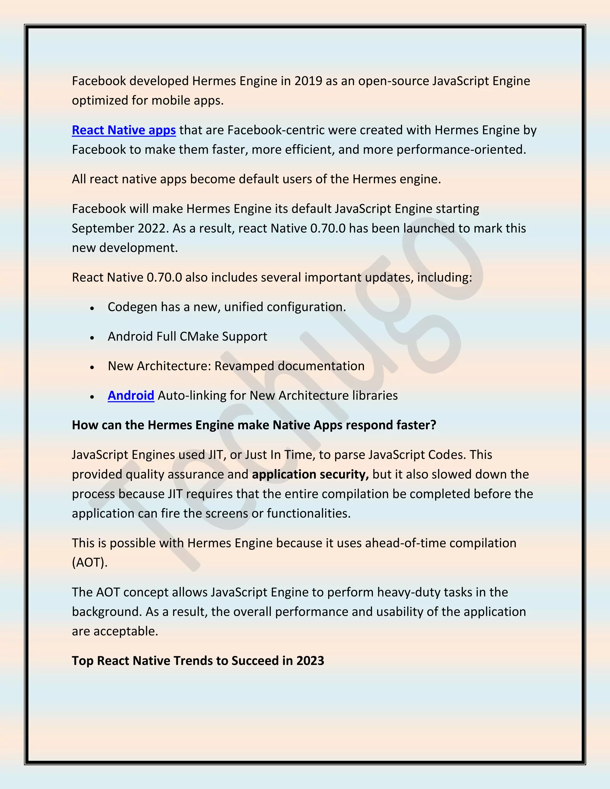 How Can the Hermes Engine Help React Native Apps. | PDF
