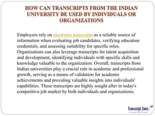 How can transcripts from the Indian University.pptx