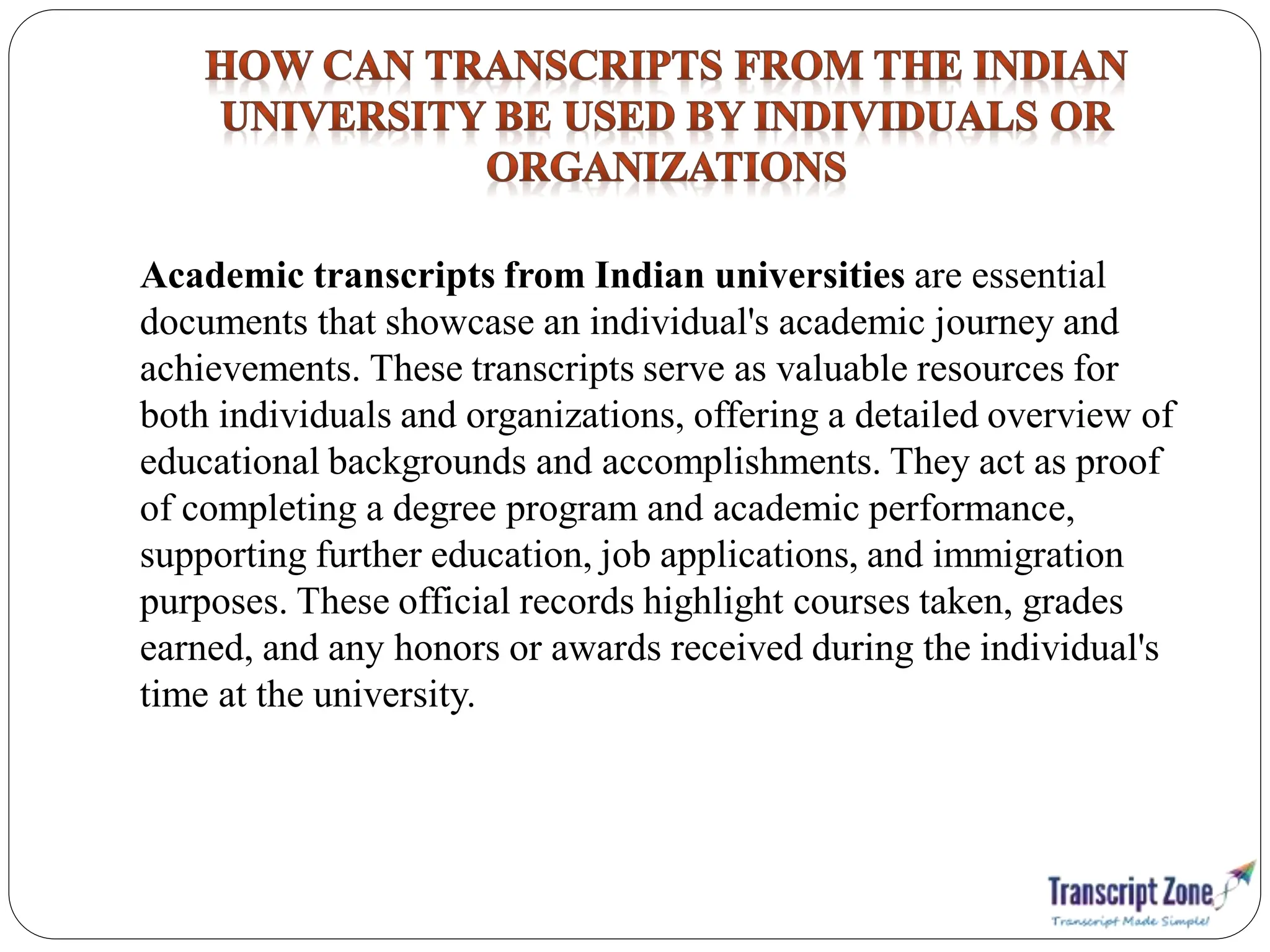 How can transcripts from the Indian University.pdf