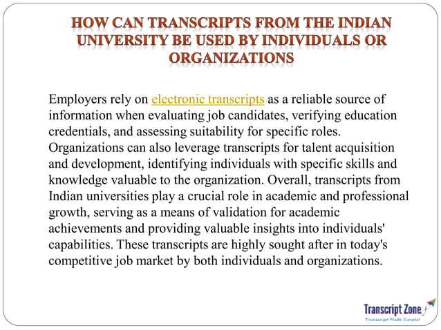 How can transcripts from the Indian University.pdf