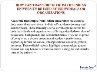 How can transcripts from the Indian University.pdf