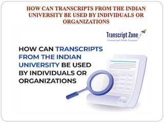 How can transcripts from the Indian University.pdf