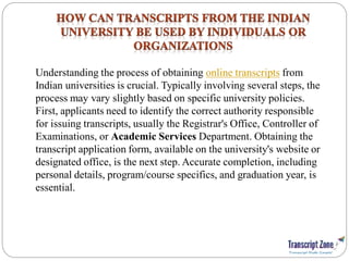 How can transcripts from the Indian University.pdf