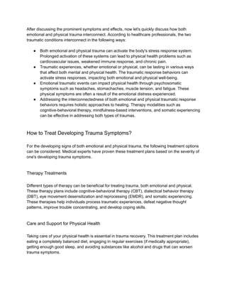 How Can Trauma Symptoms Affect Physical and Mental Health? | PDF