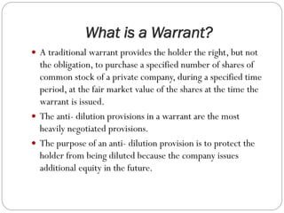 How can Warrants Help you Close a Deal? | PDF