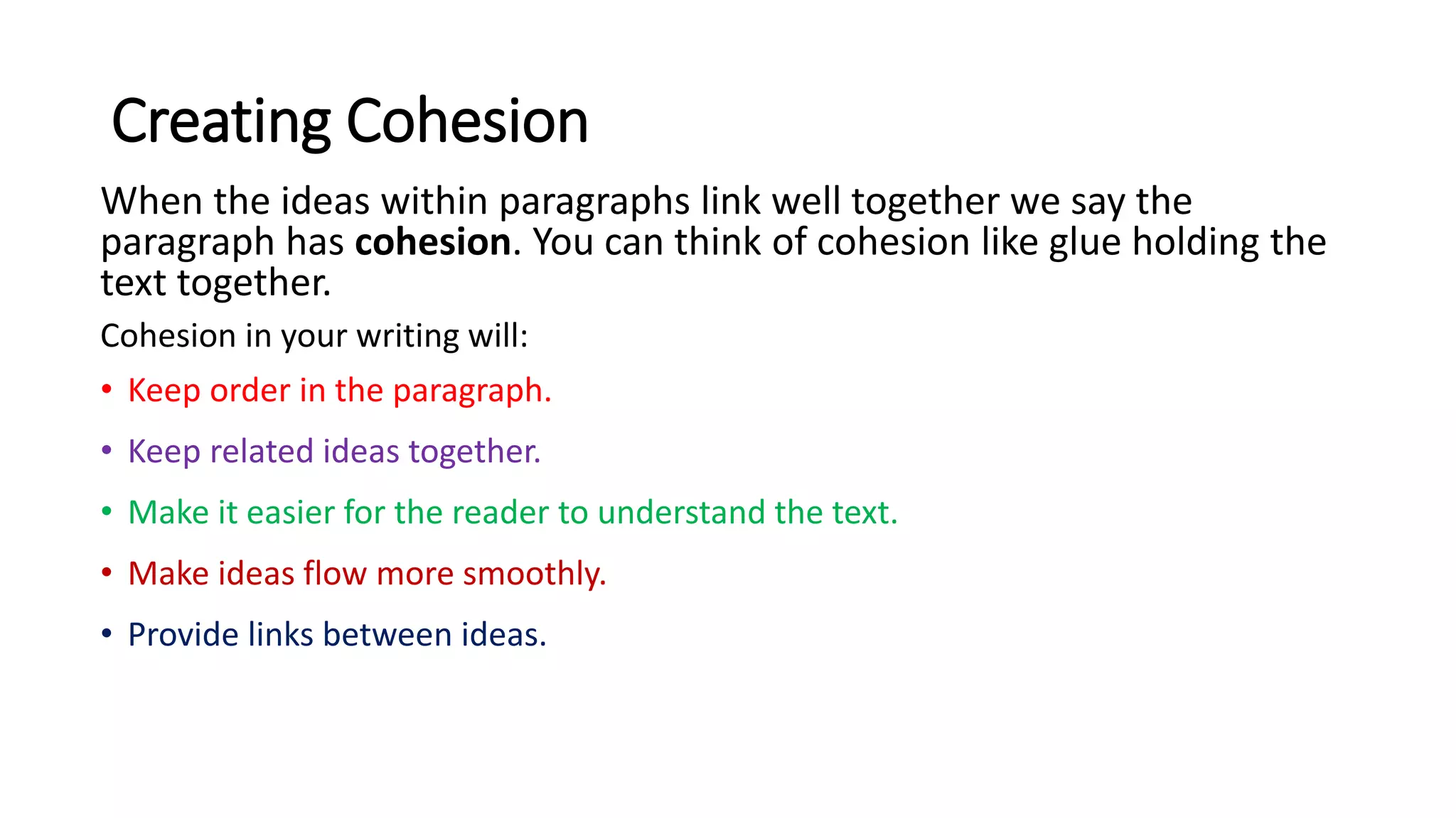 How can we make our writing cohesive | PPTX