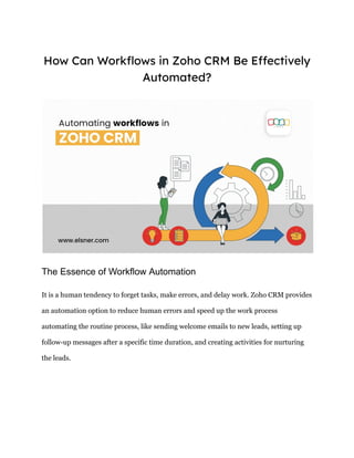 How Can Workflows in Zoho CRM Be Effectively Automated | PDF
