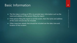 how to write FIR (First Information Report) | PPTX