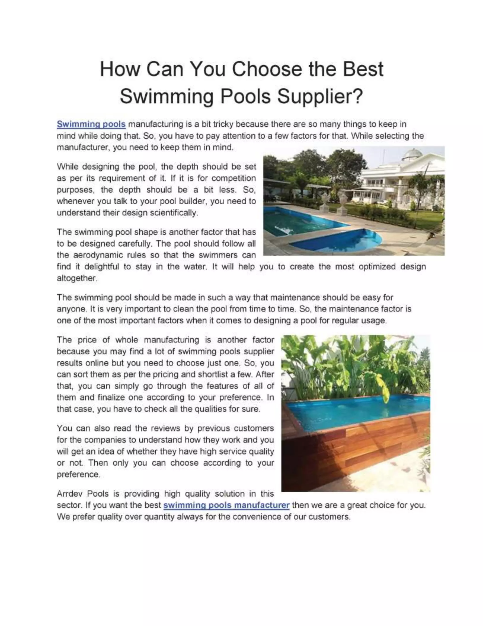 How Can You Choose the Best Swimming Pools Supplier? | PPT | Swimming ...