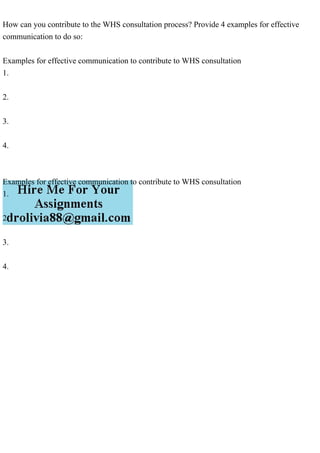 How can you contribute to the WHS consultation process Provide 4 ex.pdf