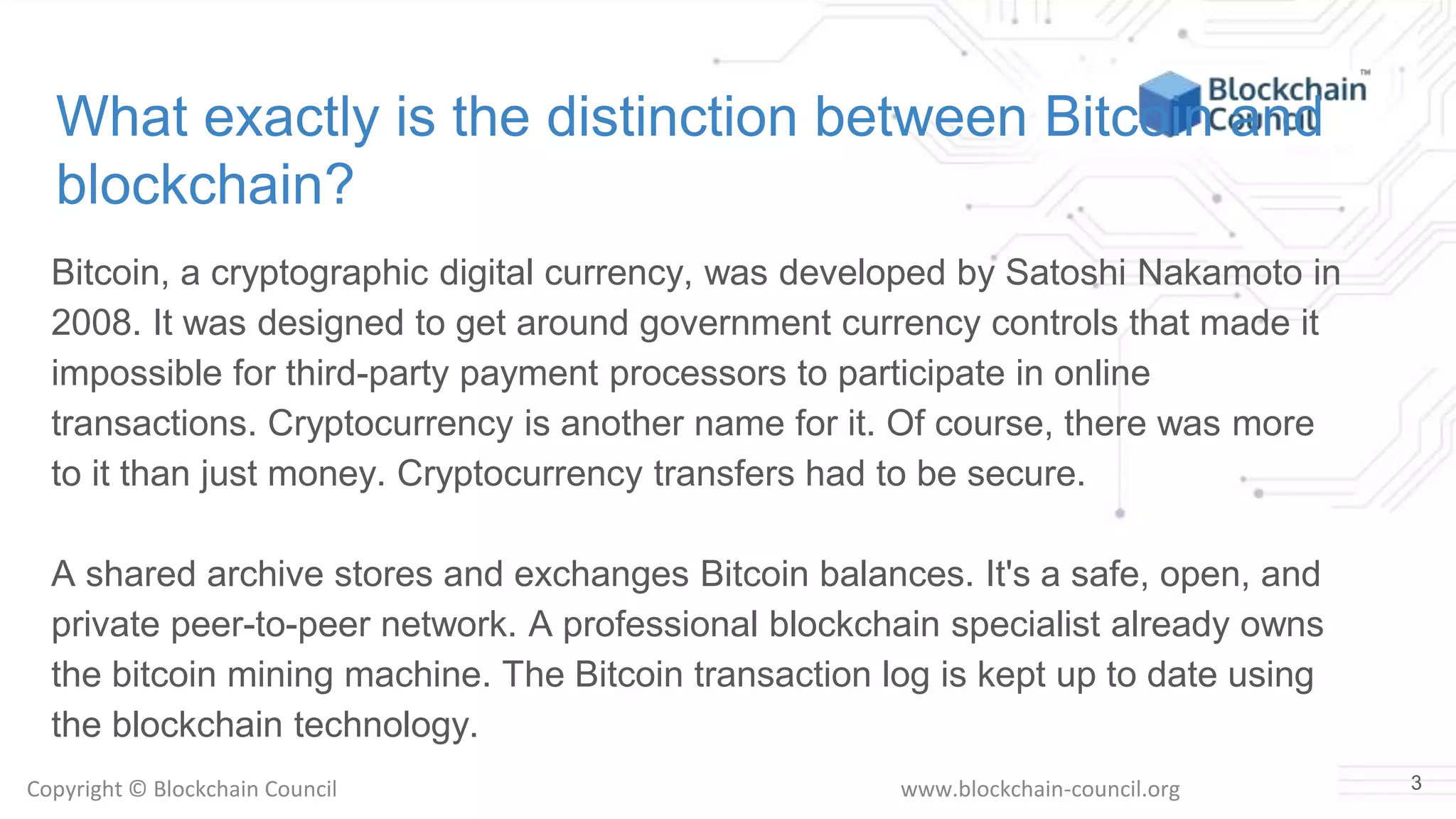 How can you tell the difference between bitcoin and blockchain | PPT