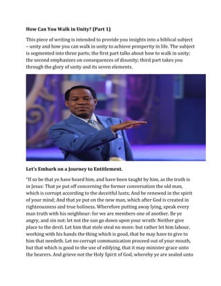 How Can You Walk in Unity? (Part 1) | PDF