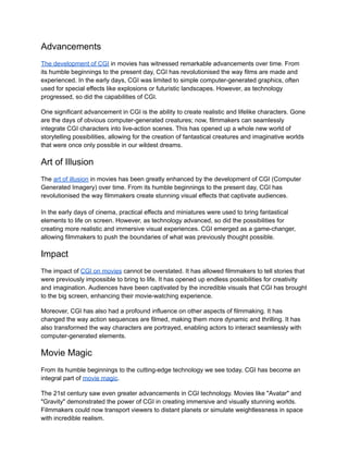 How CGI Has Developed In Movies Over Time | PDF